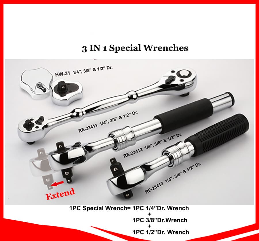 3 in 1 Multi-Function Ratchet Combination Socket Bit Wrench | tradekorea