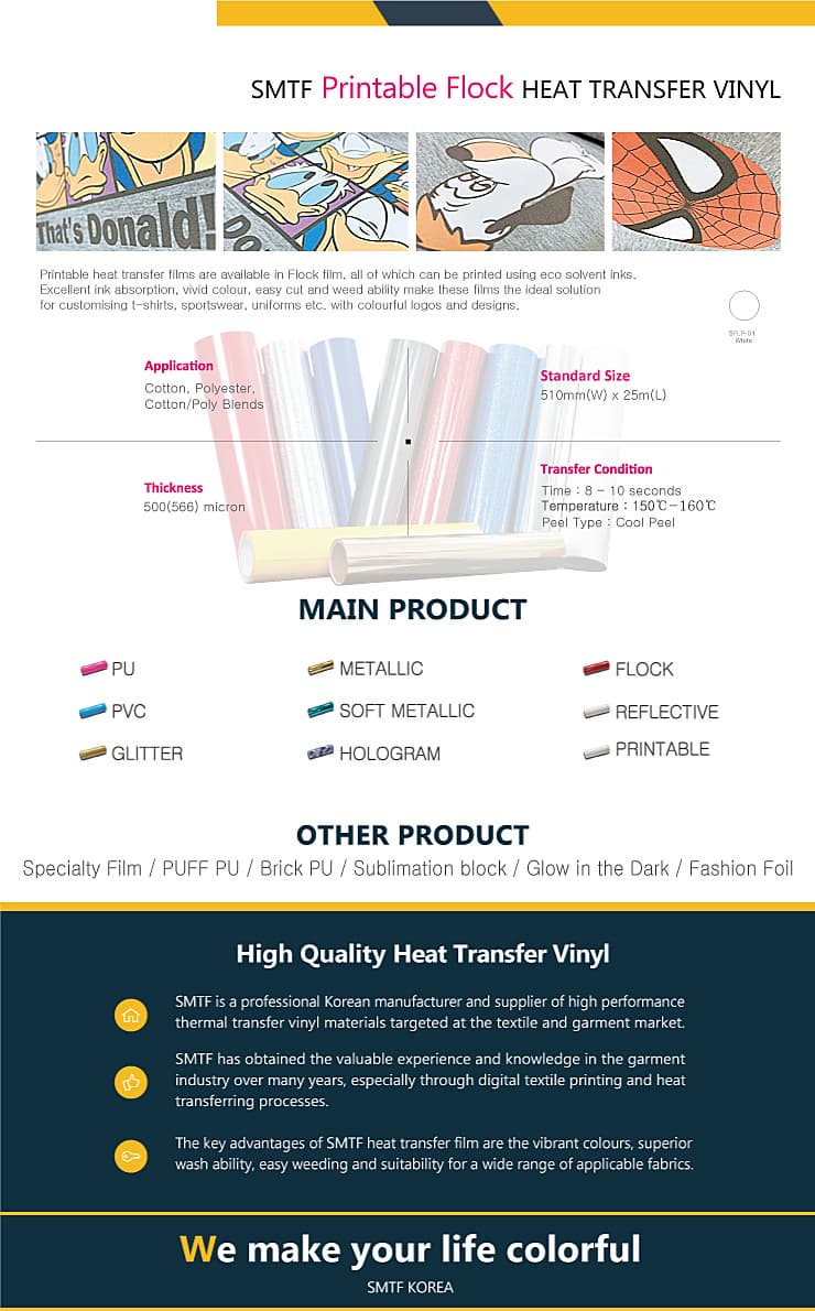 Heat Transfer Vinyl Printable Flock for textile | tradekorea