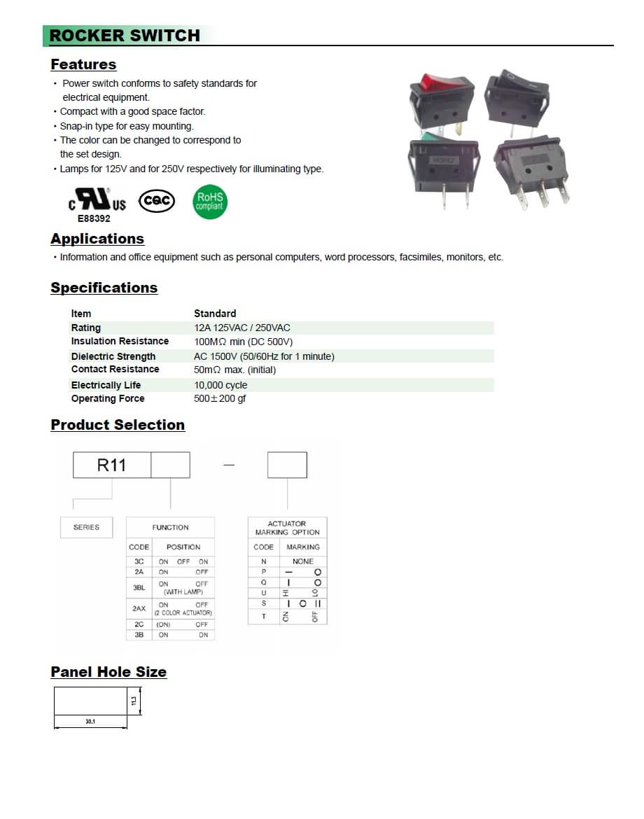 R11 SERIES ROCKER SWITCH | tradekorea