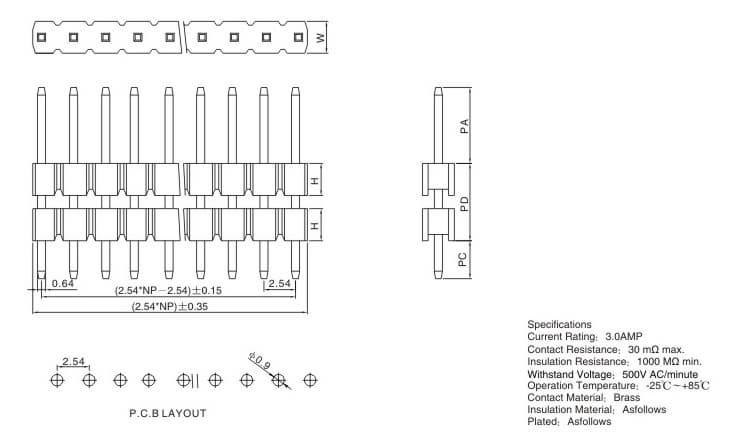 PH2.54MM 2row&PC SMT register pin | tradekorea
